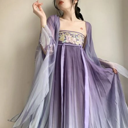 Purple Hanfu Women Tang Hezi Dress Spring Skirt - Newhanfu