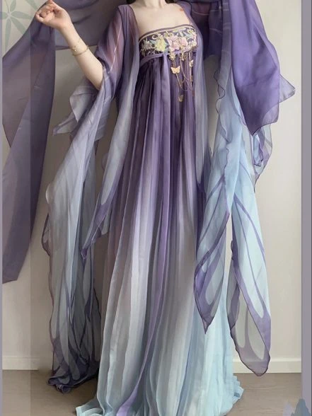 Purple Hanfu Women Tang Hezi Dress Spring Skirt - Newhanfu