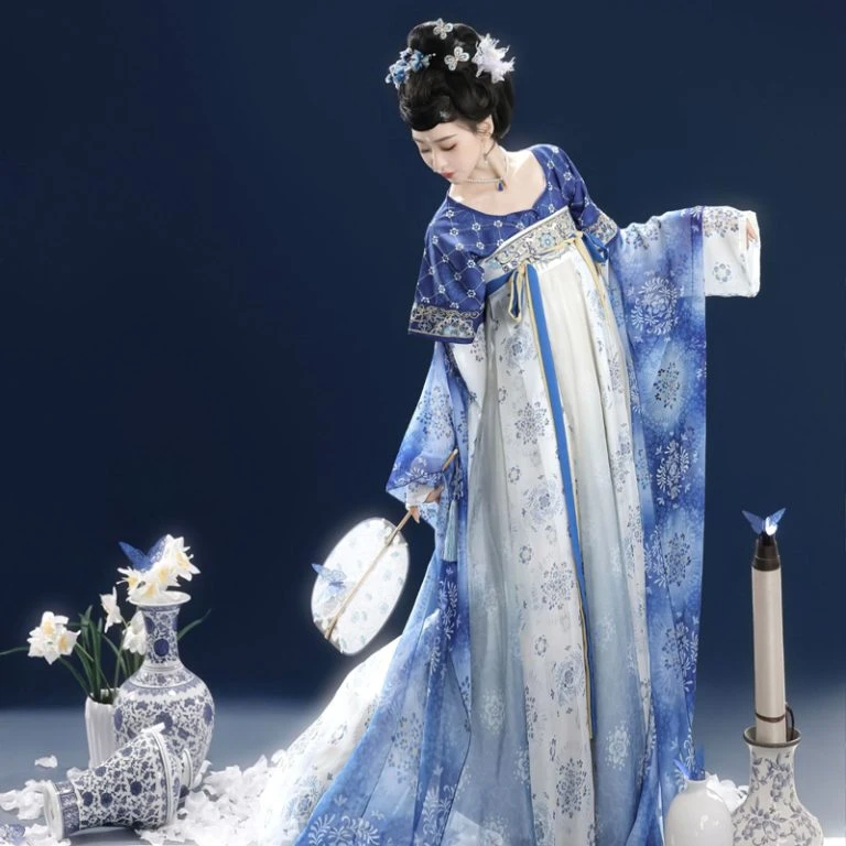 Blue Hanfu Navy Chinese Dress for Daily Wear - Newhanfu