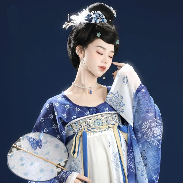 Blue Hanfu Navy Chinese Dress for Daily Wear - Newhanfu